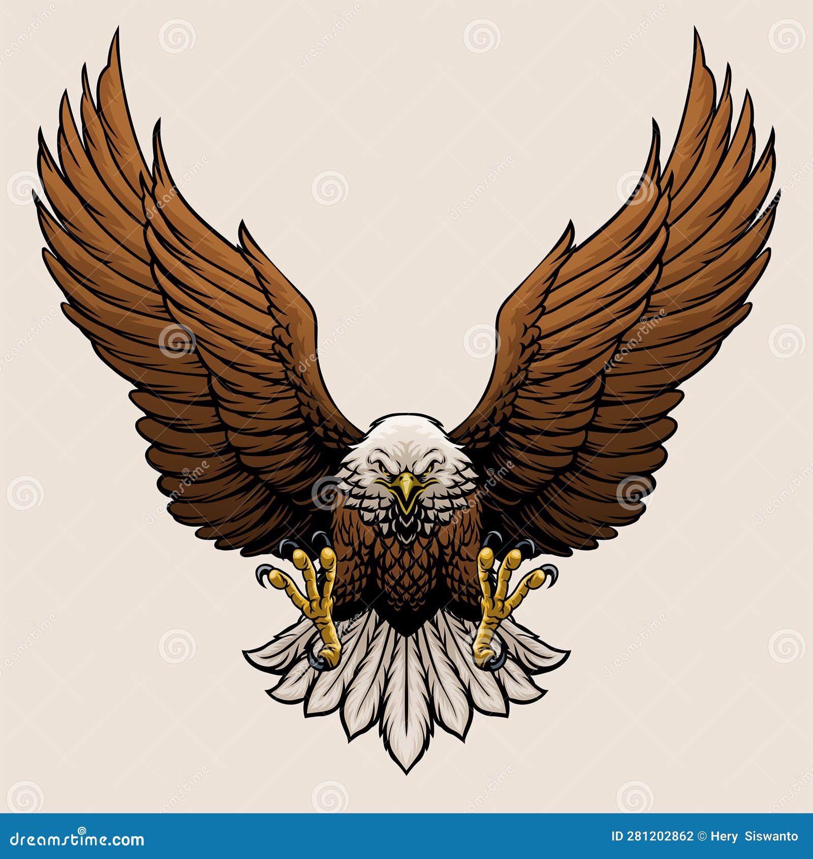Angry Bald Eagle Hand Draw Style Illustration Stock Vector ...
