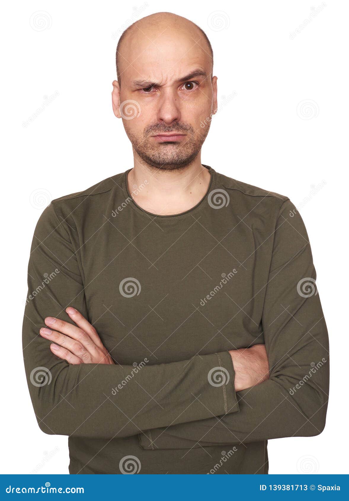 Angry Bald Man Portrait. Isolated Stock Image - Image of attractive ...