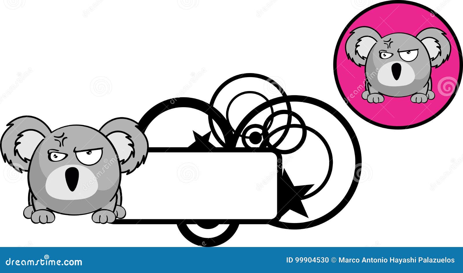 Angry Ball Koala Cartoon Expression Copyspace Sticker Stock Vector ...