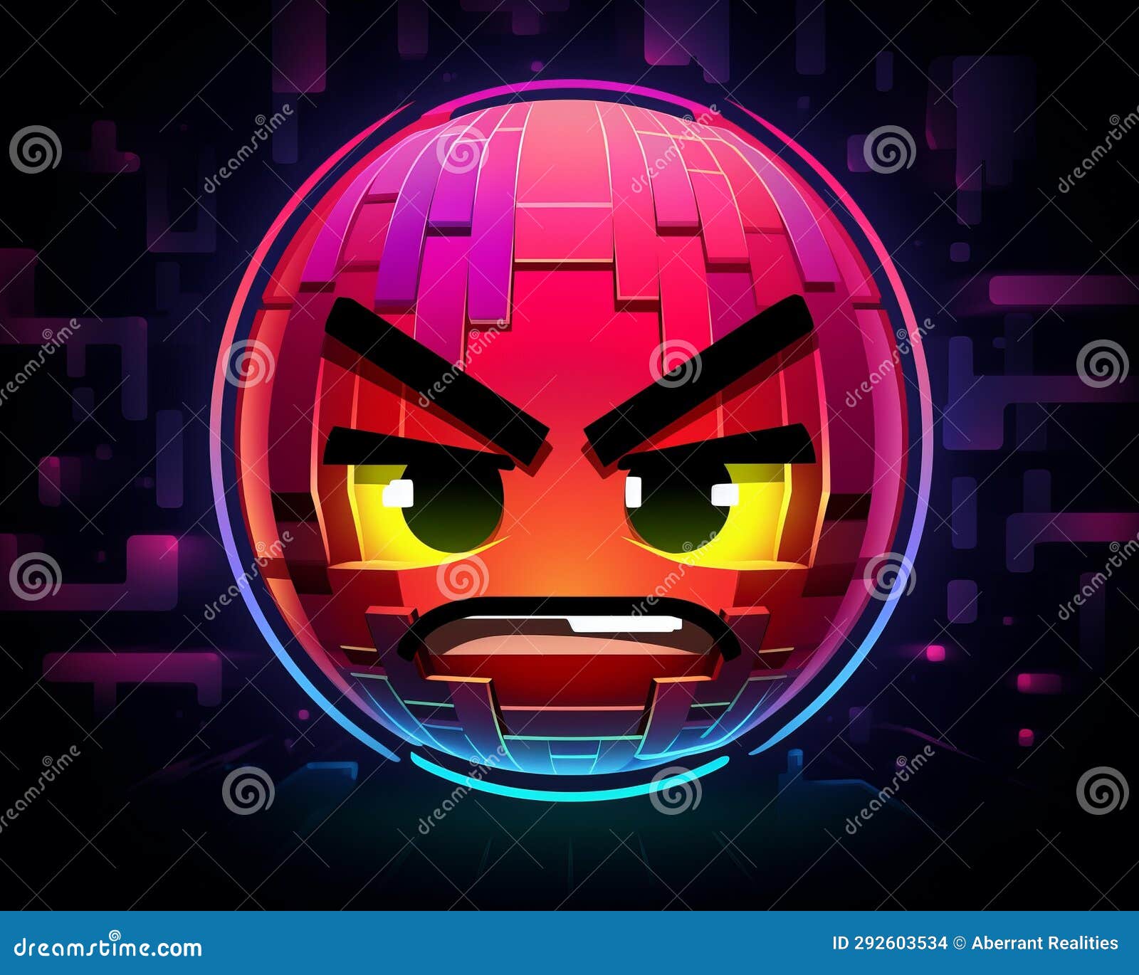 An Angry Ball with Neon Lights on it Stock Illustration - Illustration ...