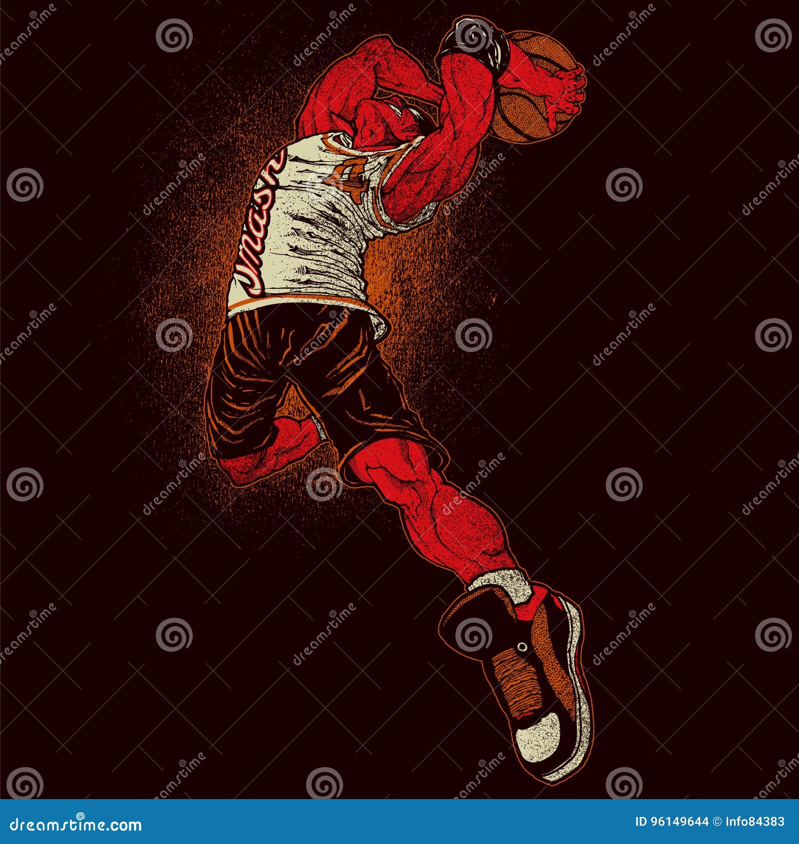 Angry basketball player stock vector. Illustration of jumping - 96149644