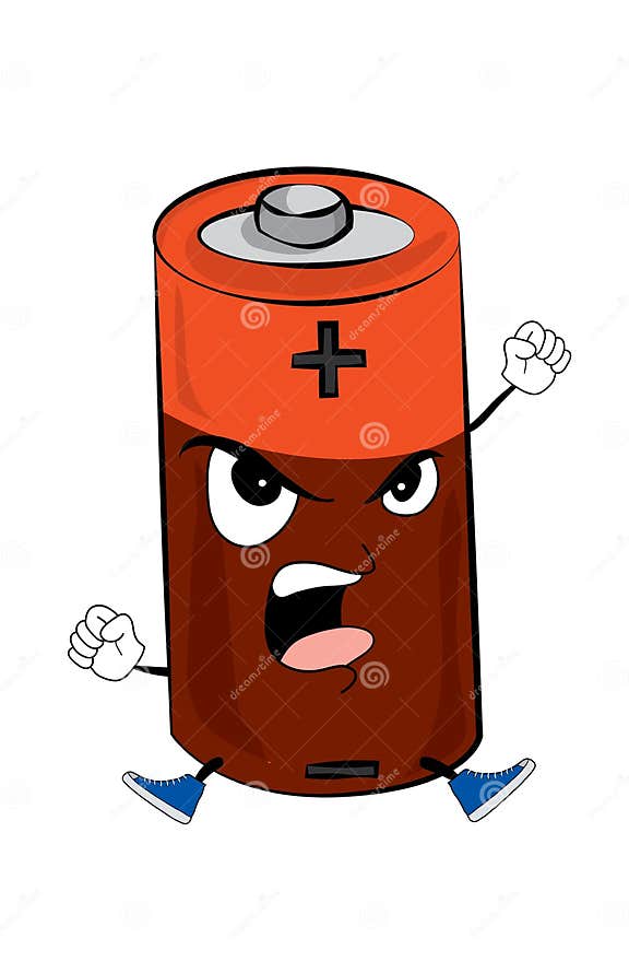 Angry battery cartoon stock illustration. Illustration of fierce - 48598569