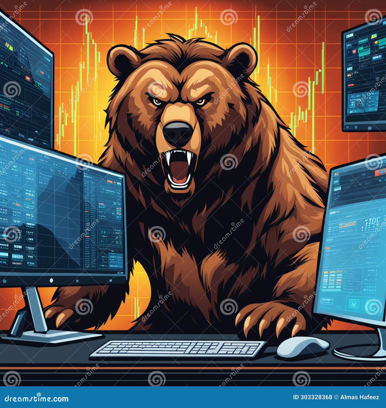 Angry Bear Doing Trading on the Computer, Representing Crypto ... Angry Bear Doing Trading on the Computer, Representing Crypto ...