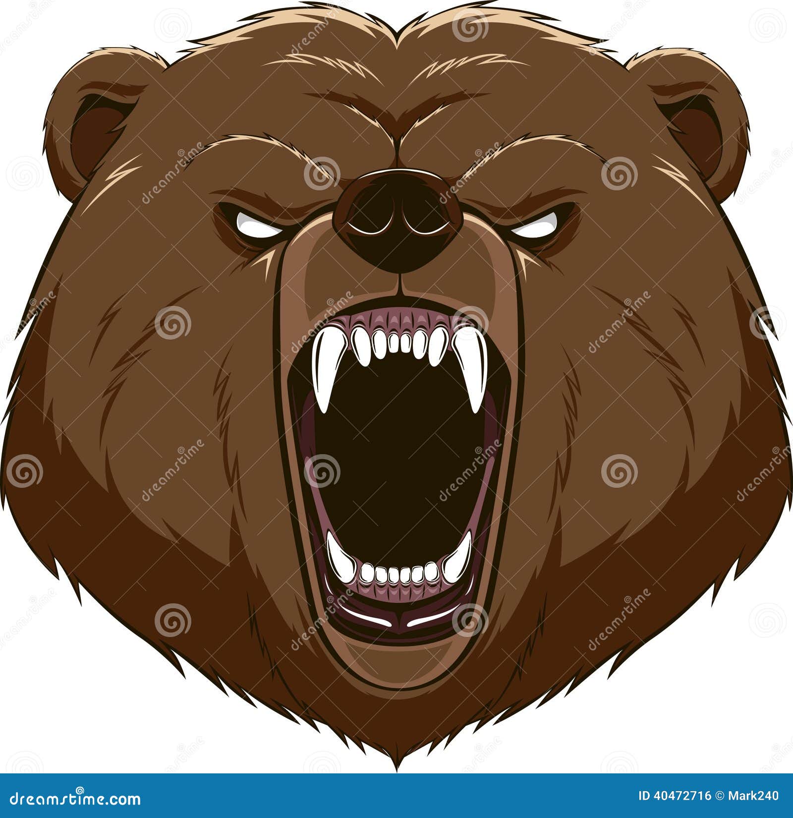 Angry Bear Walking Through The Forest. Contour Vector Illustration For ...