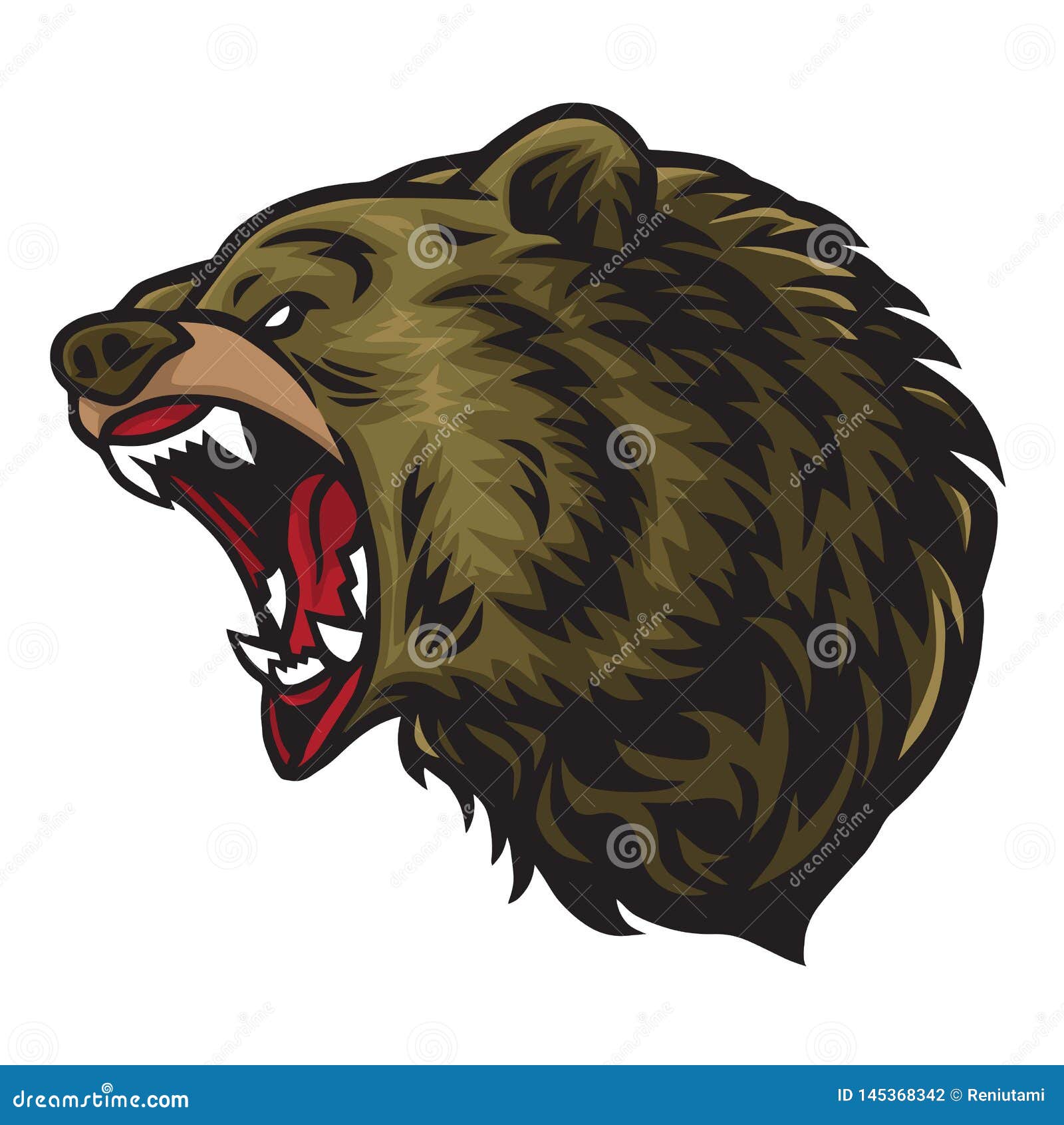 Bear Roaring Side Drawing