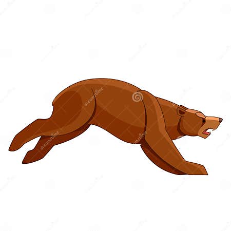 Angry Bear Running and Attacking. Cartoon, Flat Style Vector ...