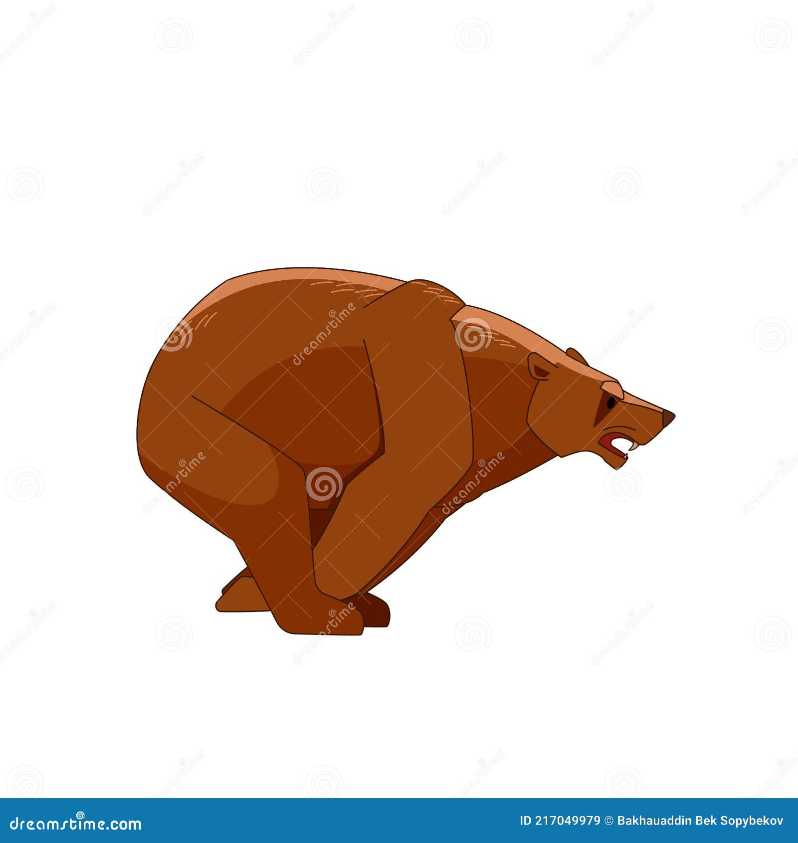 Angry Bear Running And Attacking. Cartoon, Flat Style Vector ...
