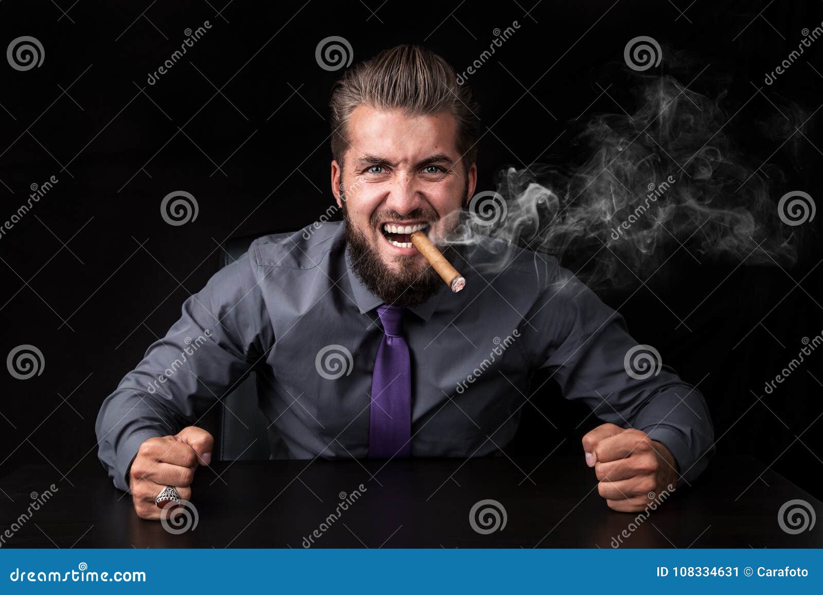 Angry Bearded Business Man with a Cigar . Stock Image - Image of dark ... Angry Bearded Business Man with a Cigar . Stock Image - Image of dark ...