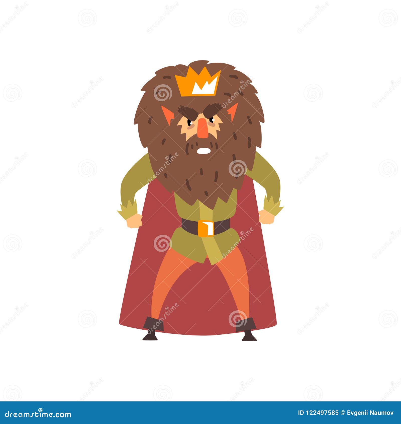 Angry Bearded King Character Cartoon Vector Illustration On A White ...