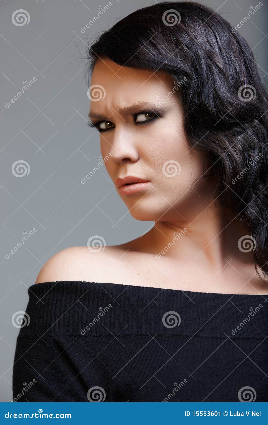 Angry Beauty with Long Hair Stock Image - Image of beige, grey: 15553601