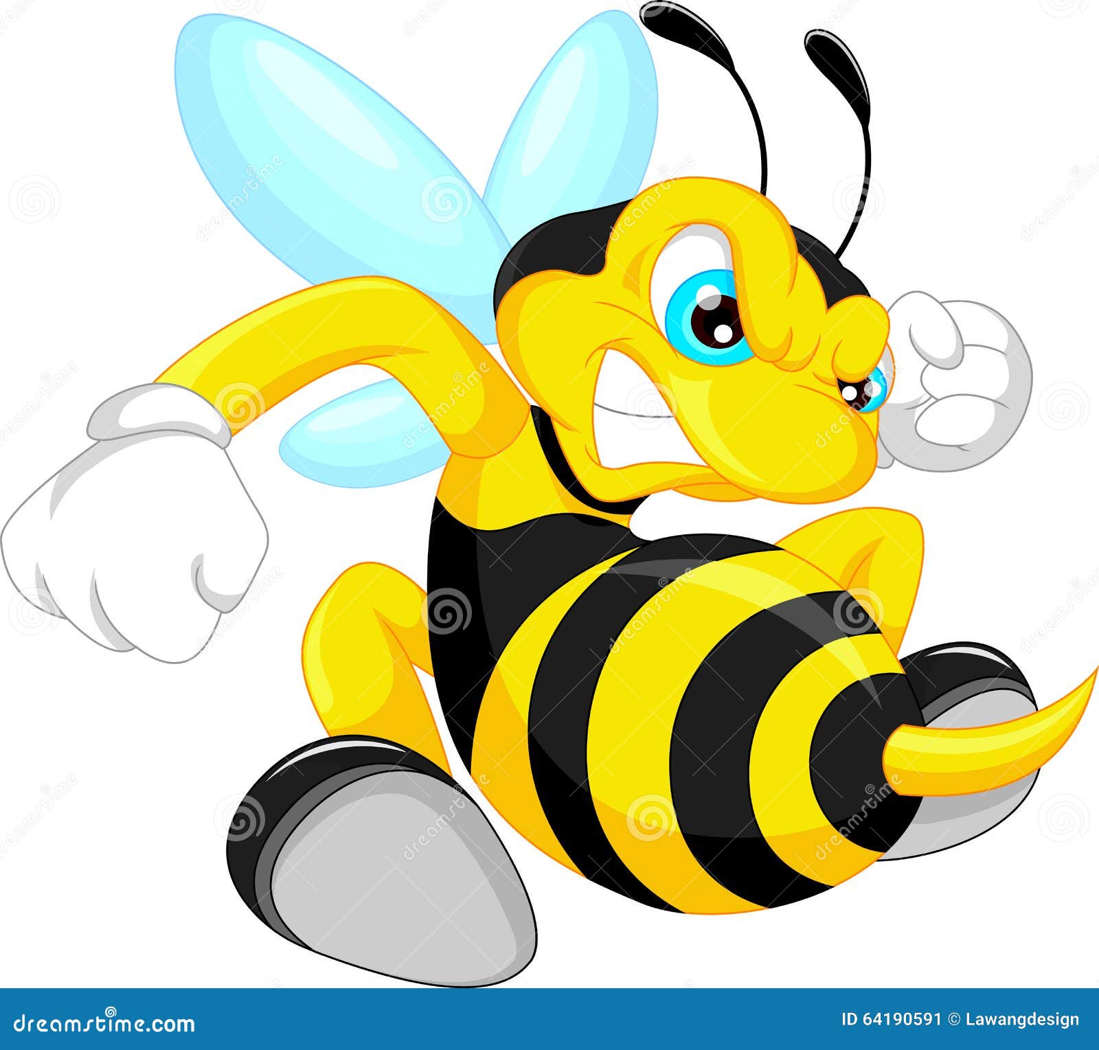 Angry bee cartoon stock vector. Illustration of object - 64190591