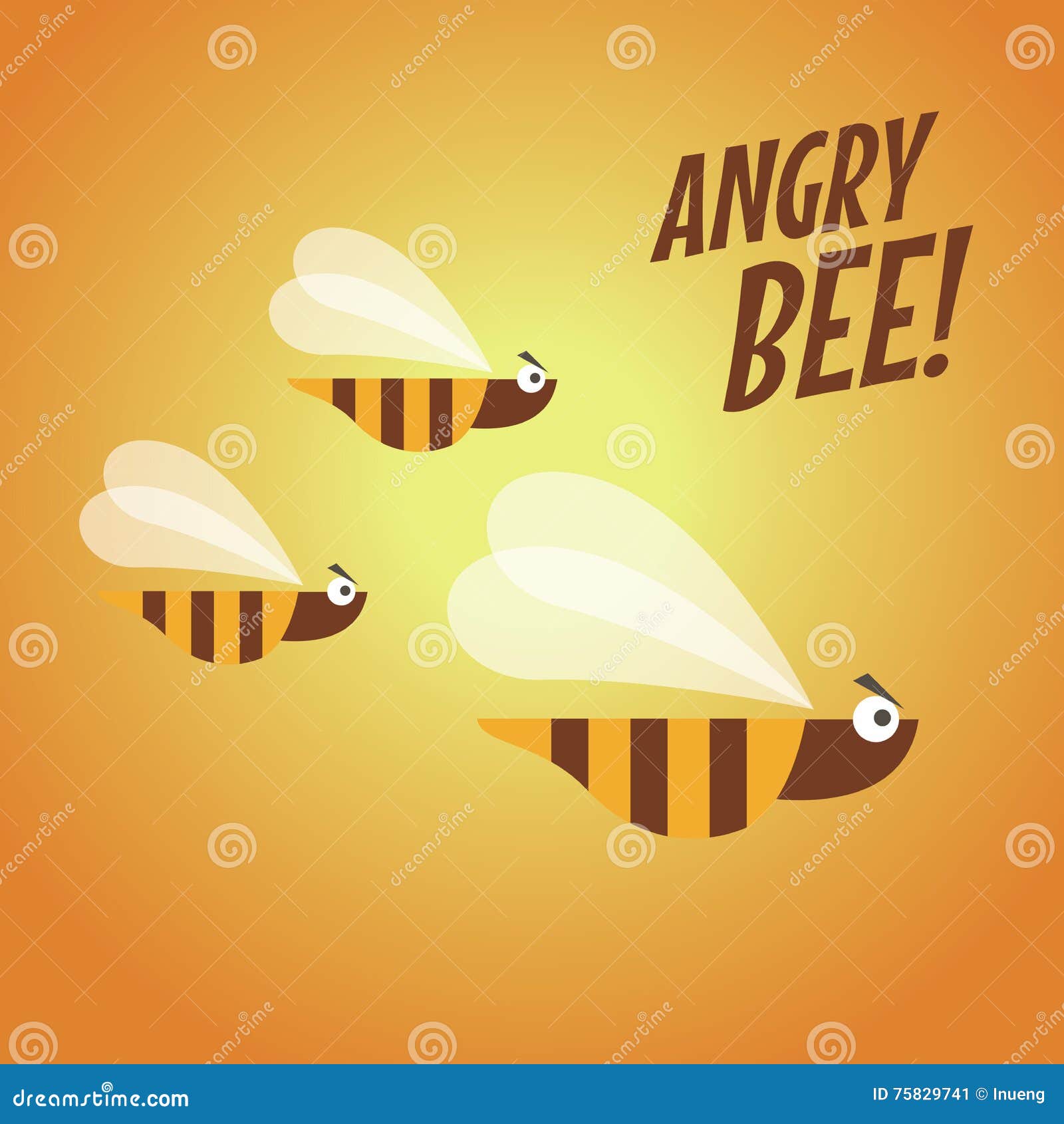 Angry bee flat design stock vector. Illustration of isolated - 75829741