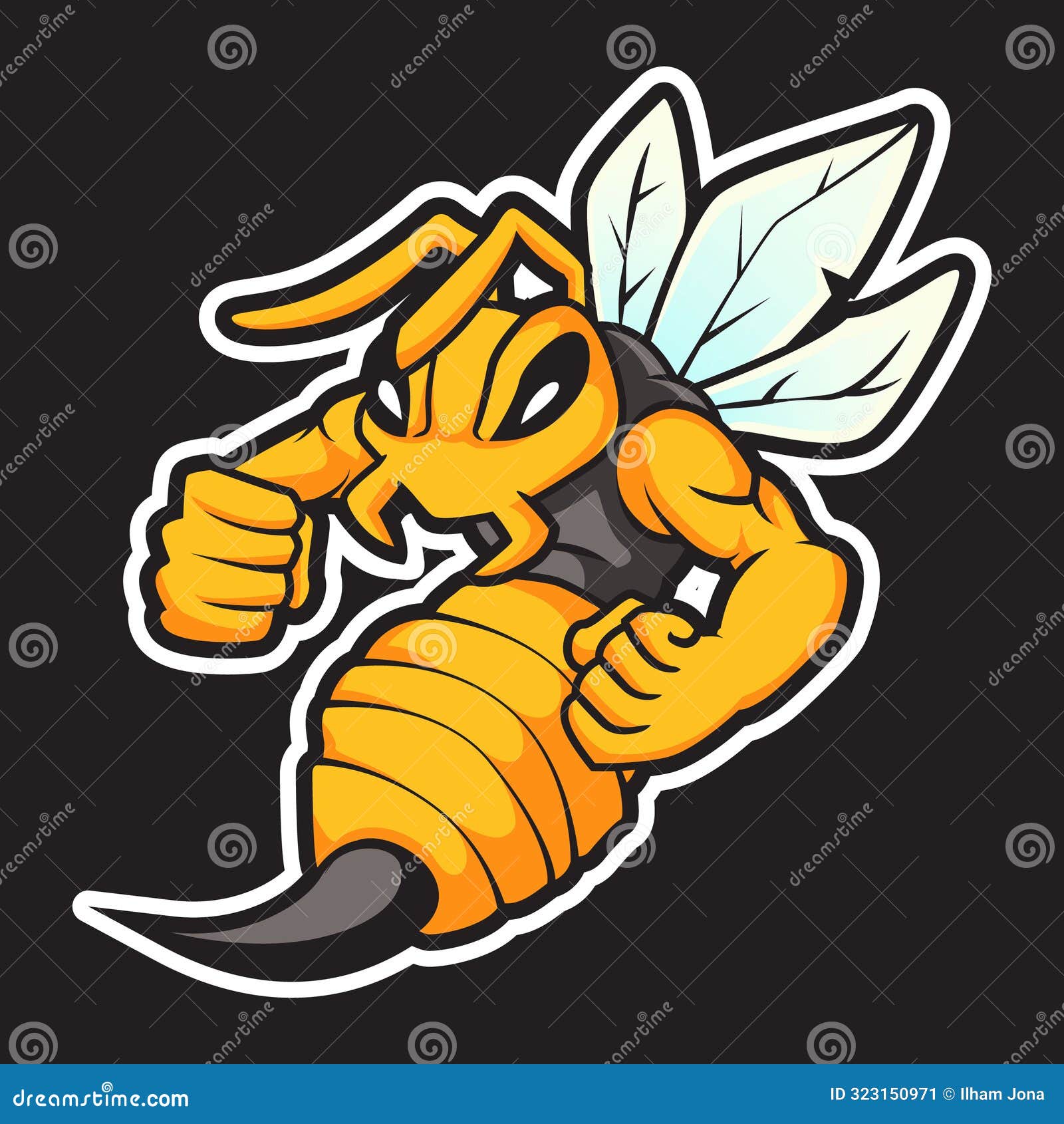 Angry Bee Mascot Logo Template Stock Vector - Illustration of logo ...