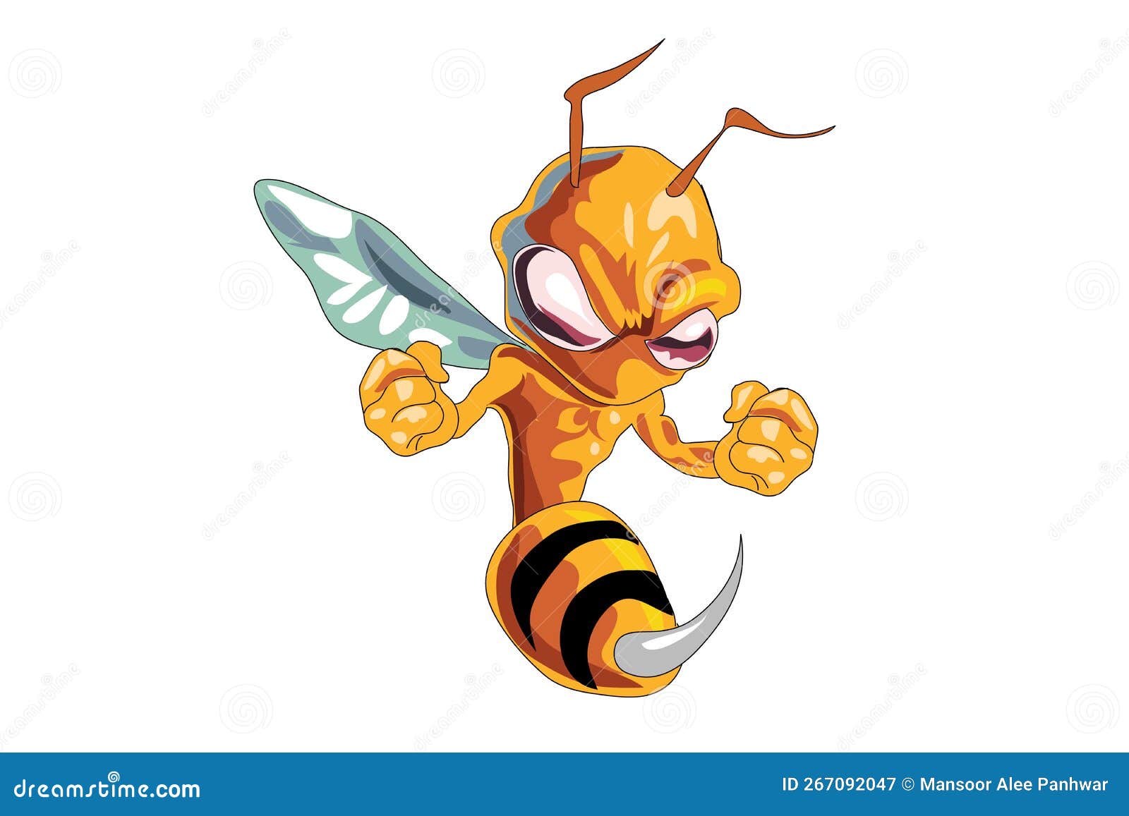Angry Bee Mascot. Vector Illustration Stock Vector - Illustration of ...