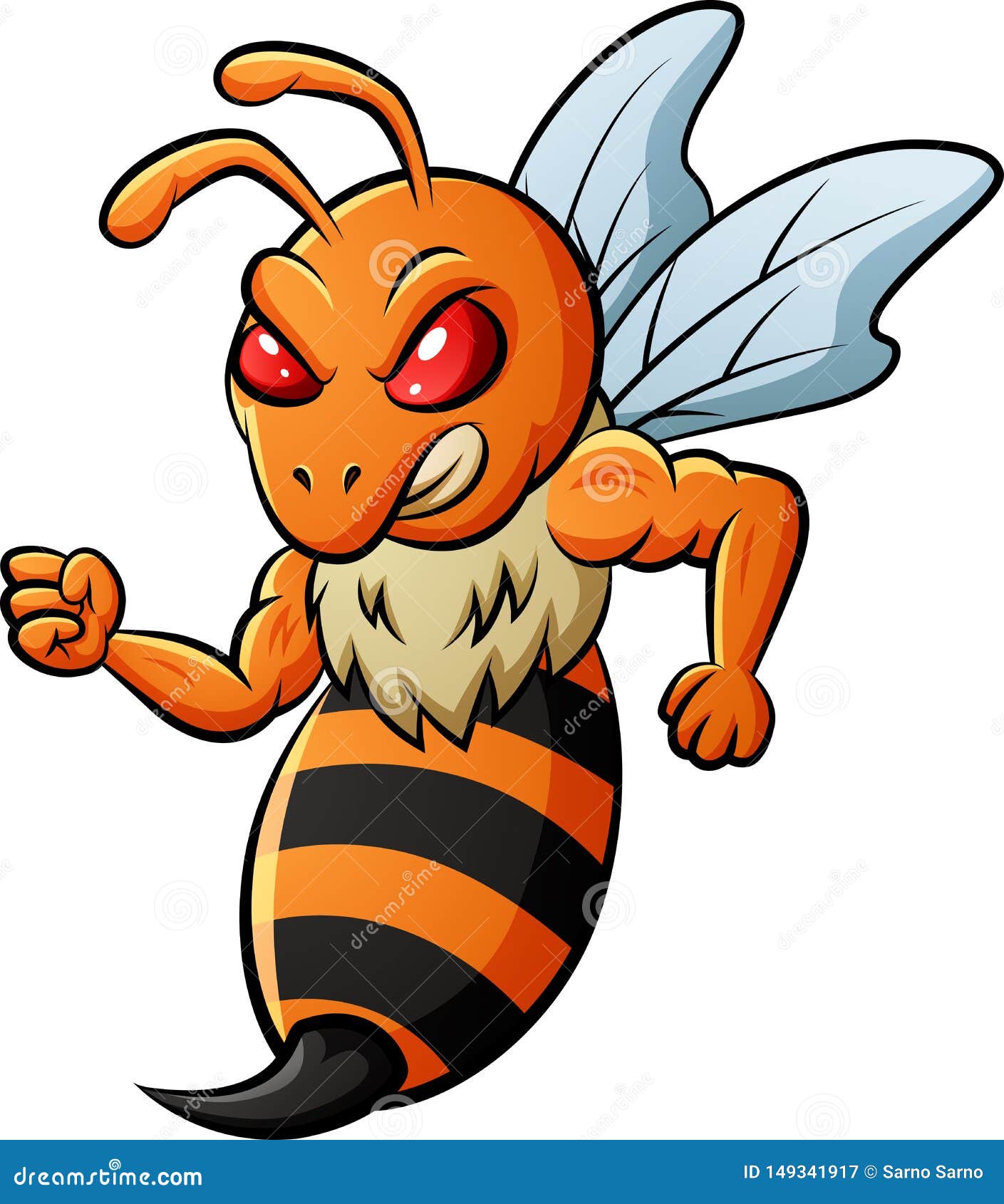 Angry bee ready to attack stock vector. Illustration of character ...