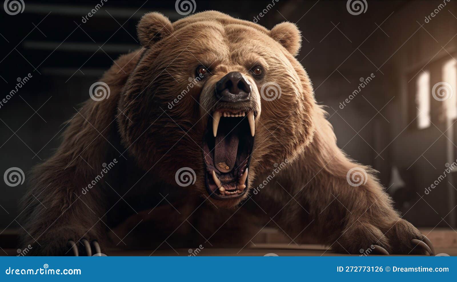 Angry Big Brown Bear. Generative Ai Stock Illustration - Illustration ...