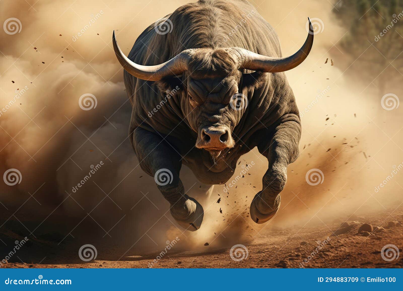 Angry Big Bull Charge, Generated by AI Stock Illustration ...