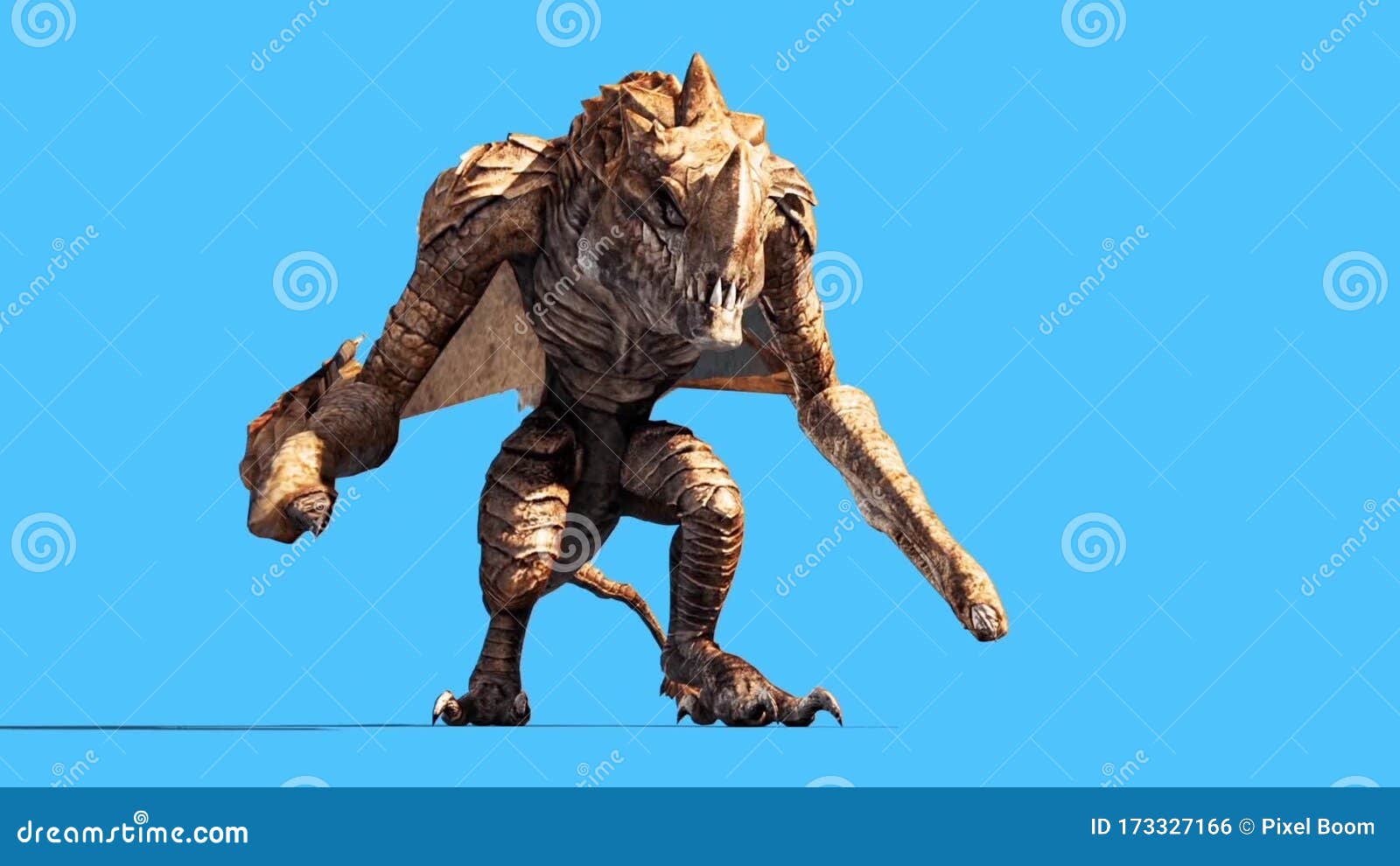 Angry Big Dragon Blue Screen Rendering Animation Background 3D Stock ...