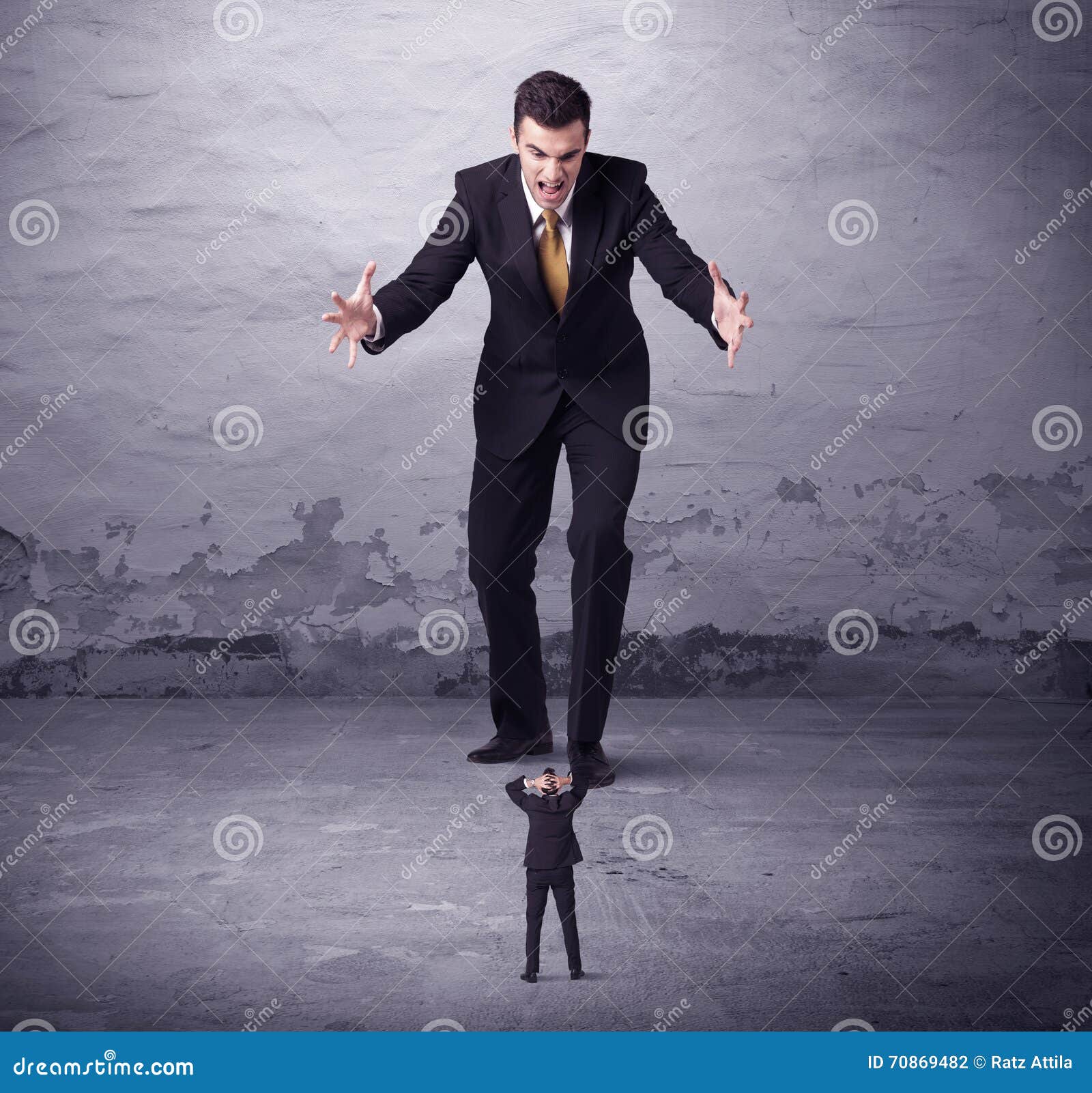 Angry Big Manager Looking at Small Business Man Stock Photo - Image of ...