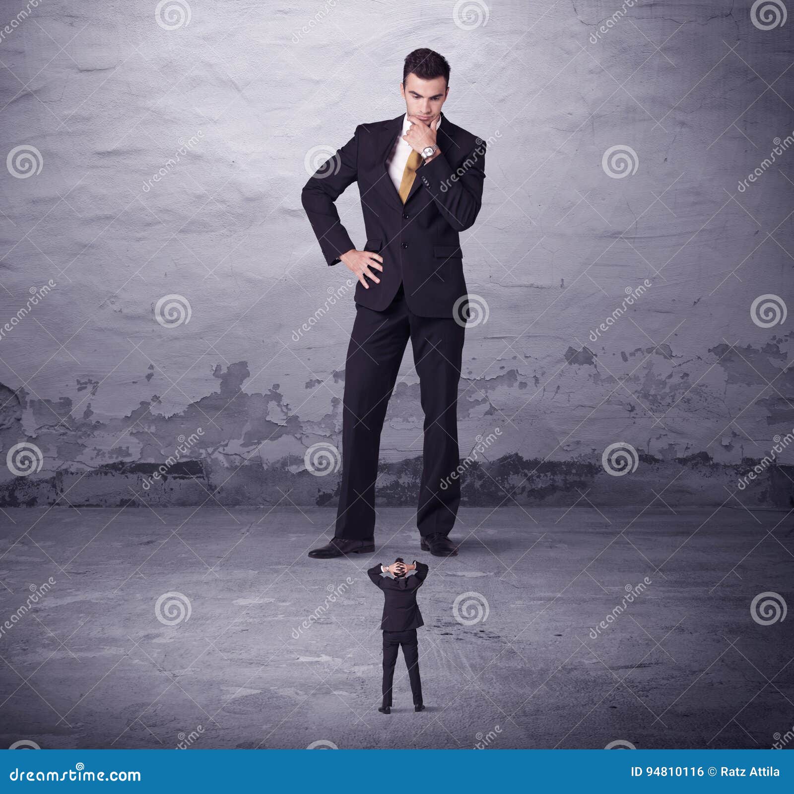 Angry Big Manager Looking at Small Business Man Stock Photo - Image of ...