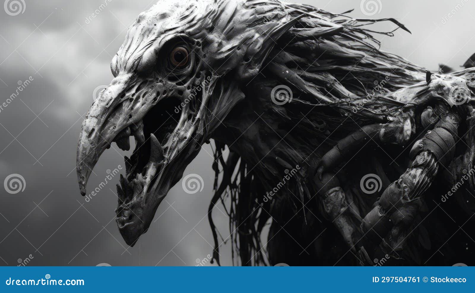 Unreal Engine 5 Concept Art: Human-headed Raven in Filthy Sculptures ...