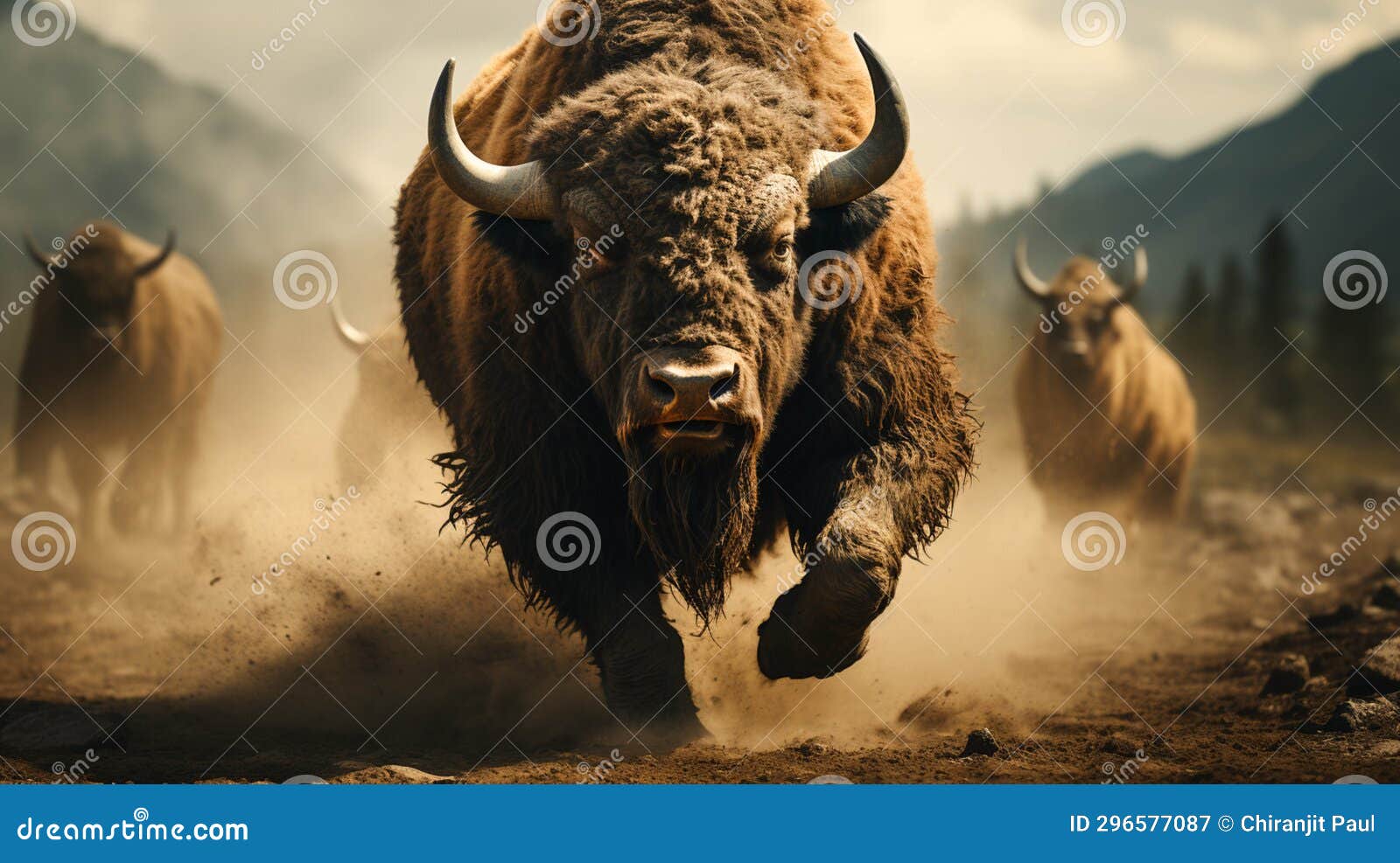 Angry Bison Running To Fight Stock Image - Image of outdoors, danger ...