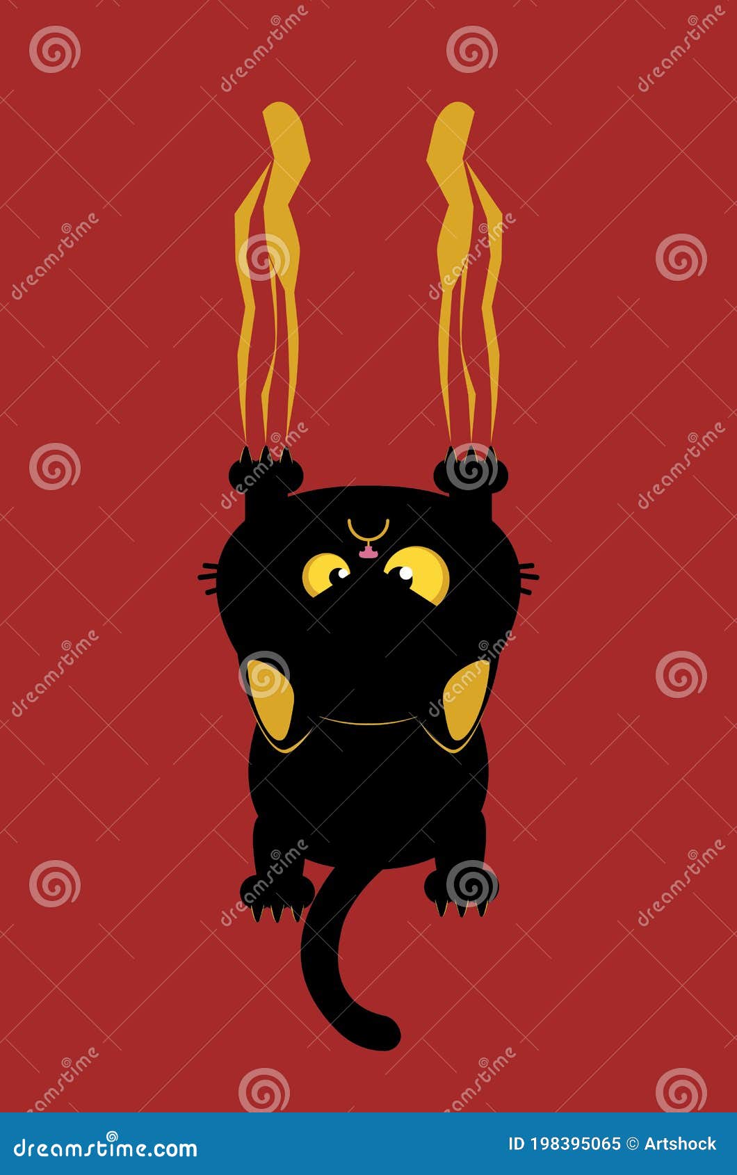 Angry black cat scratching stock vector. Illustration of scratch ...