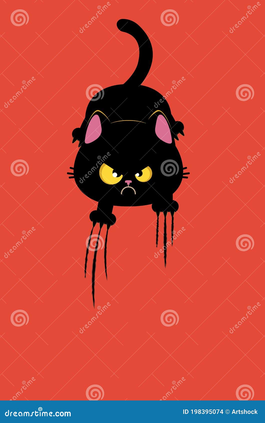 Angry black cat scratching stock vector. Illustration of cartoon ...