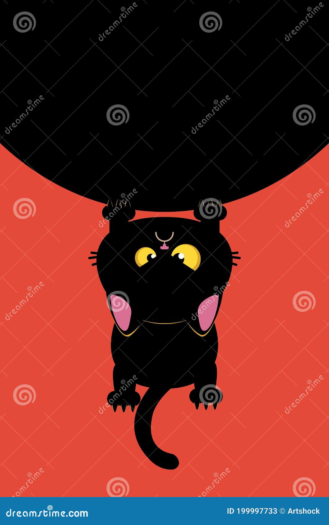 Angry black cat scratching stock vector. Illustration of vector - 199997733