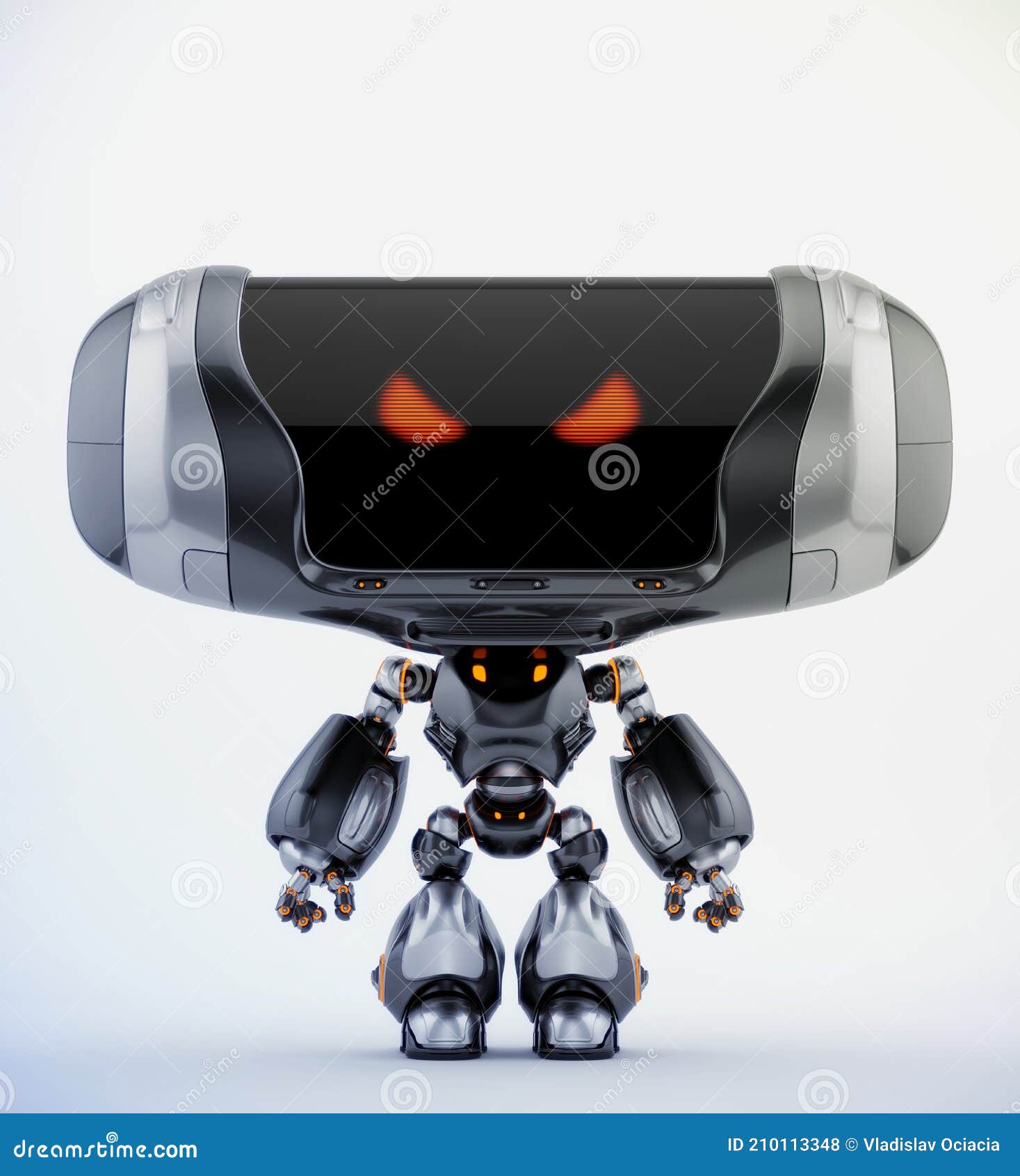 Angry Black Robot Toy, 3d Rendering Stock Illustration - Illustration ...