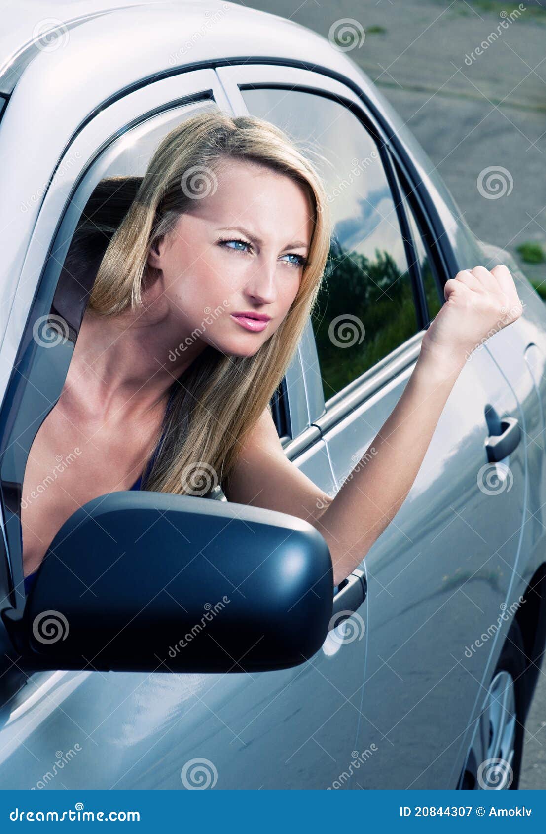 Angry blond driver stock image. Image of automobile, beautiful - 20844307