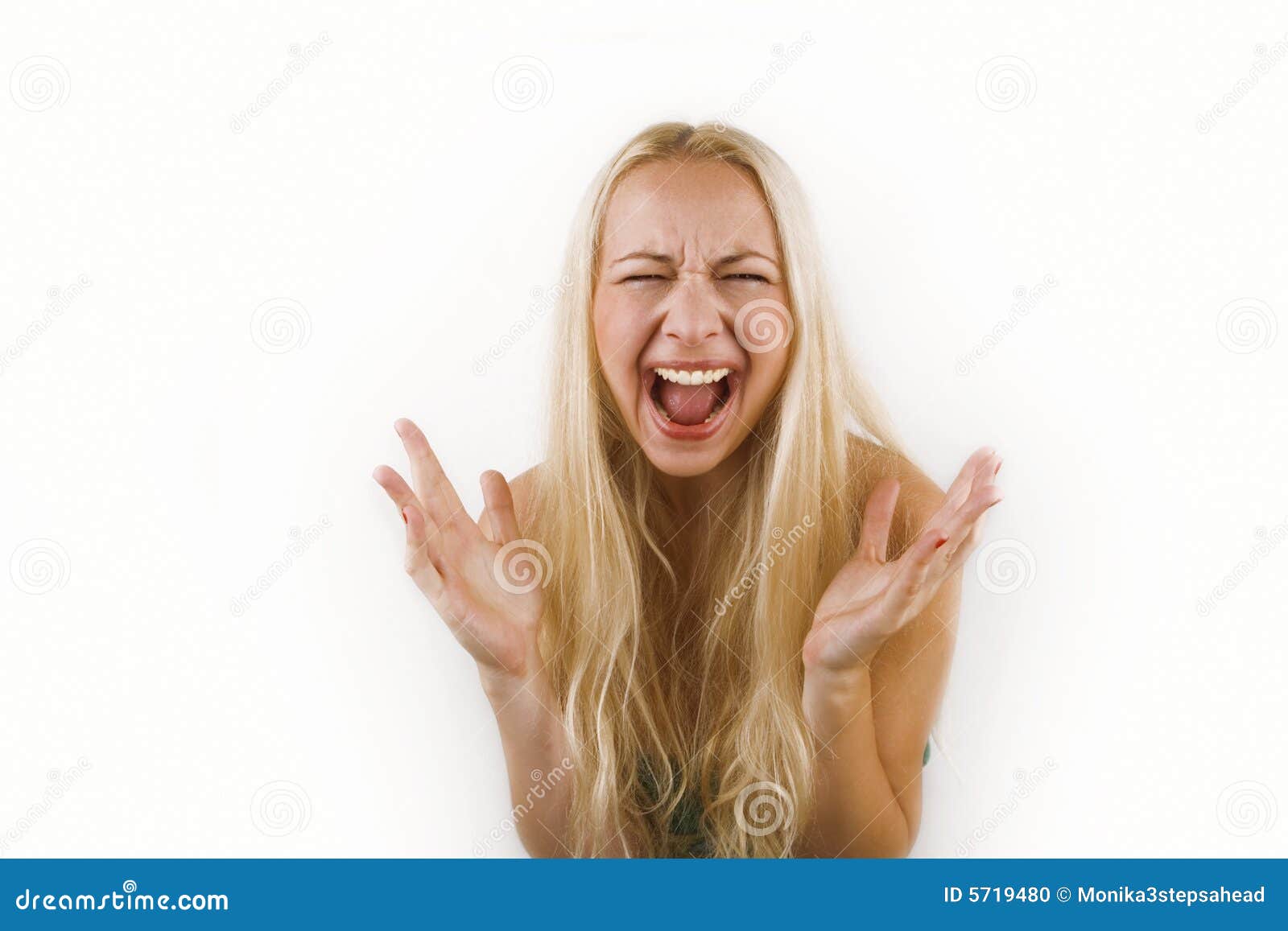 Angry Blonde Woman Screaming And Holding Her Head Stock Photography ...
