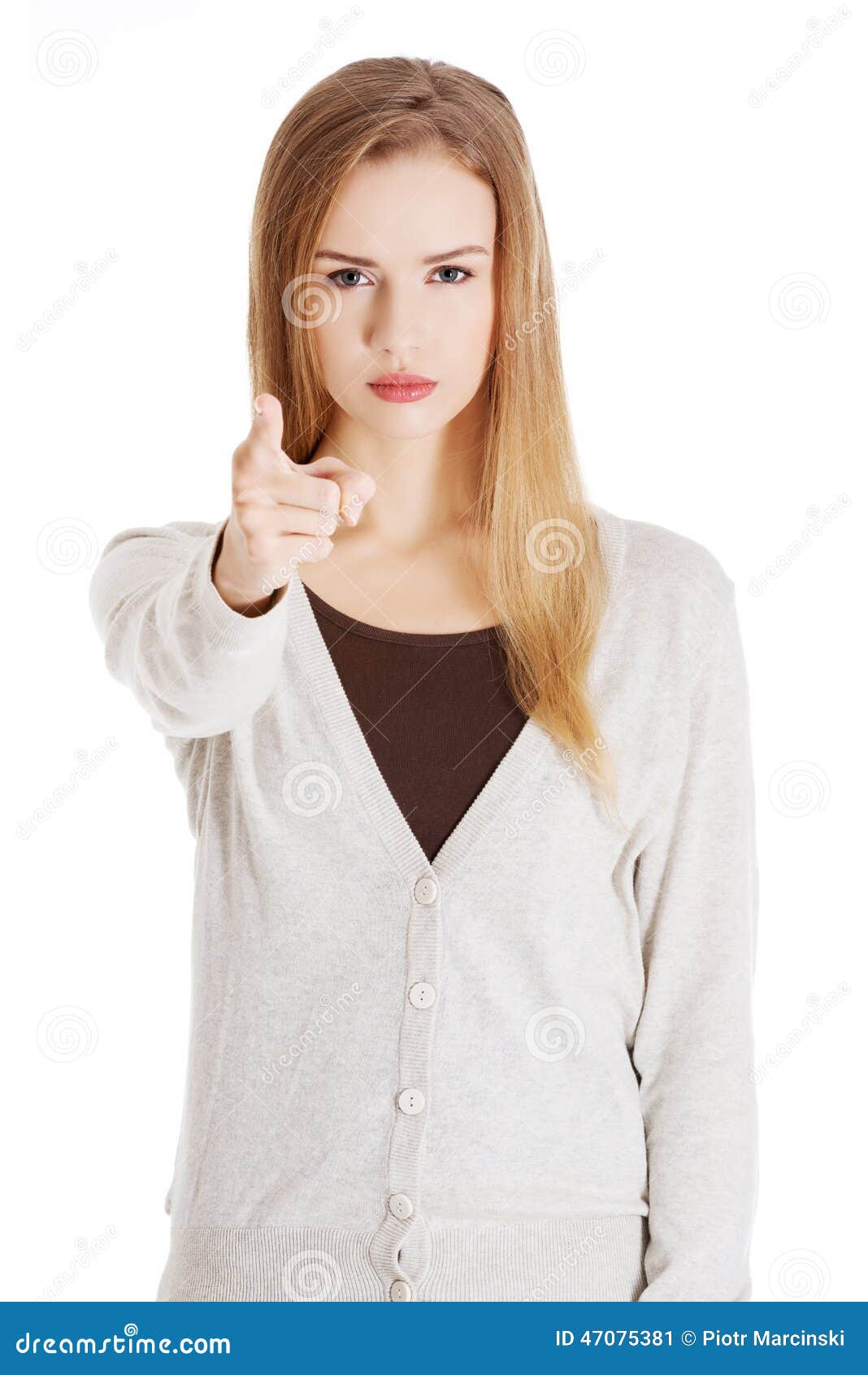 Angry Blonde Woman Pointing on You Stock Image - Image of pick, serious ...