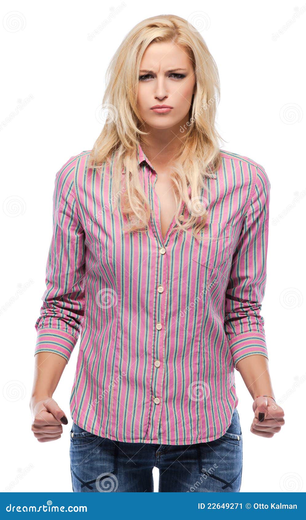 Angry Blonde Woman in Studio Stock Image - Image of blouse, person ...