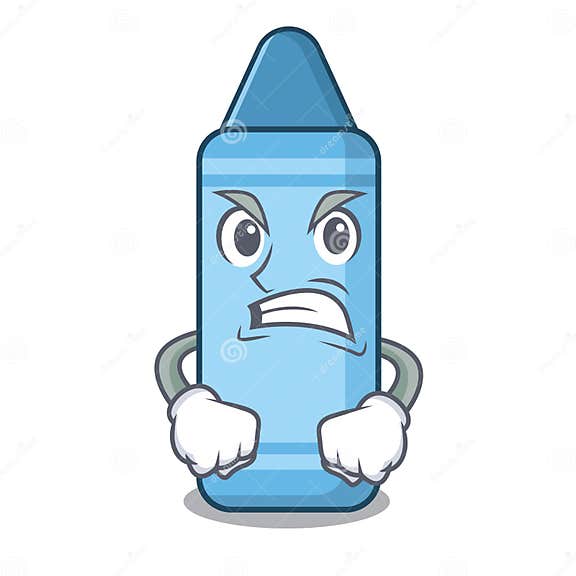 Angry Blue Crayon in the Character Shape Stock Vector - Illustration of ...
