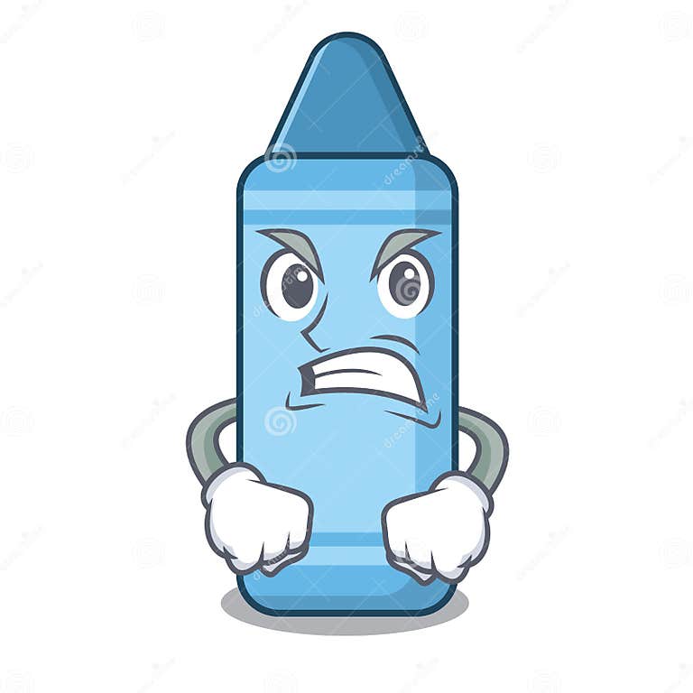 Angry Blue Crayon in the Character Shape Stock Vector - Illustration of ...