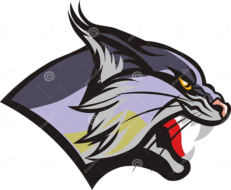 Angry bobcat face profile stock illustration. Illustration of face ...