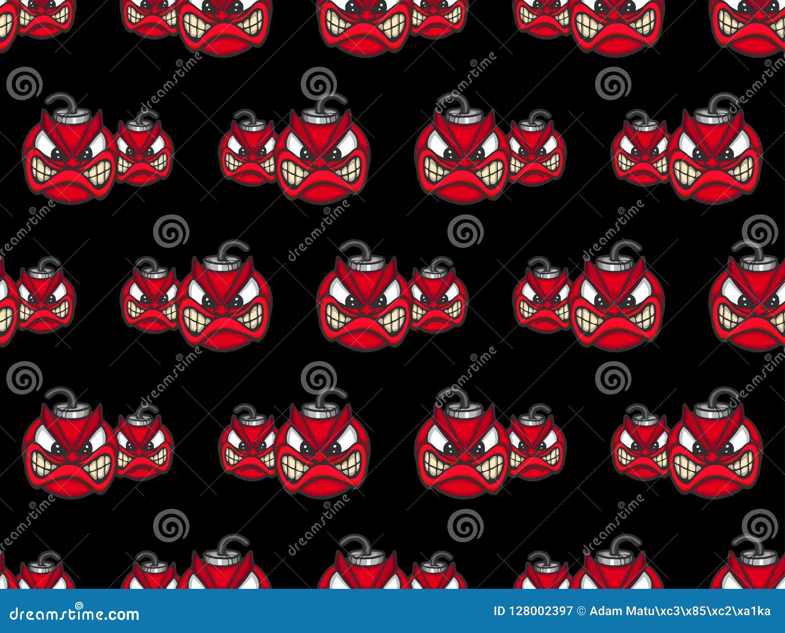 Angry Bombs Seamless Pattern Texture Stock Vector - Illustration of ...