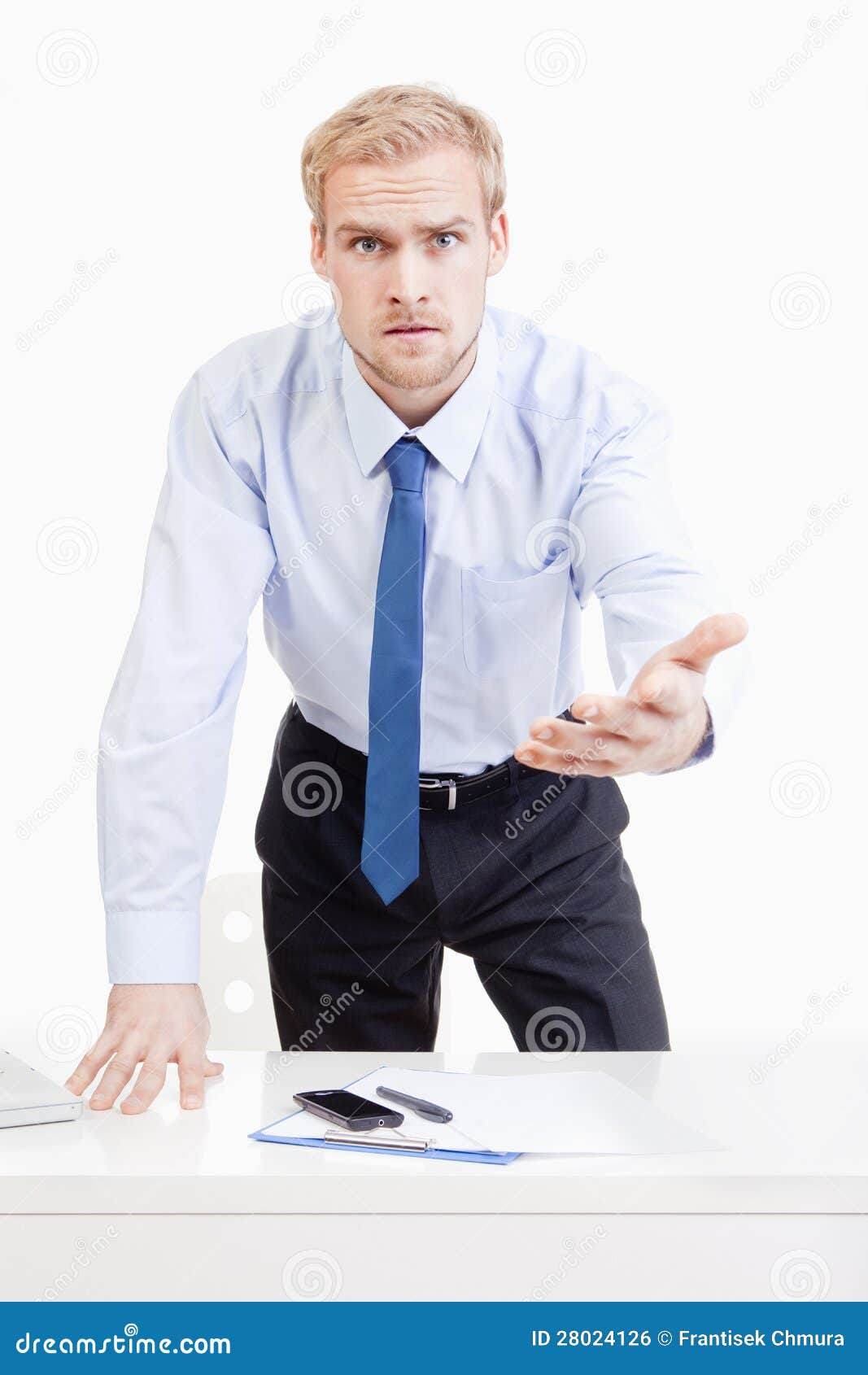Angry boss behind desk stock photo. Image of male, gesticulating - 28024126