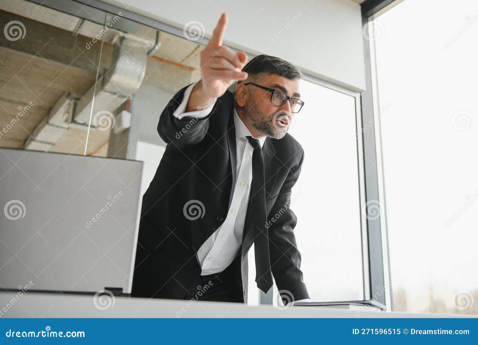 Angry Boss Behind of Office Table Stock Image - Image of frustrated ...