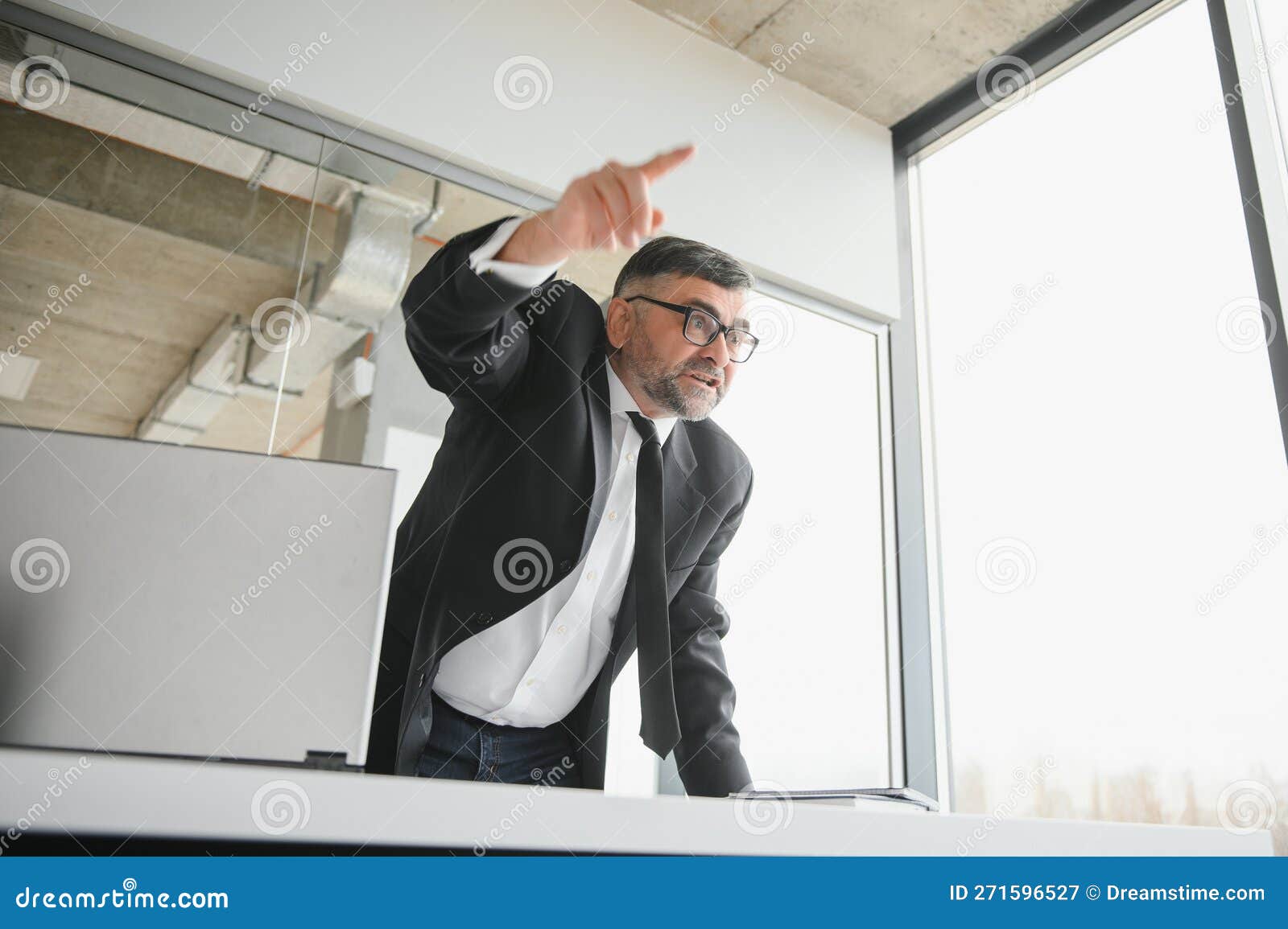 Angry Boss Behind of Office Table Stock Image - Image of manager ...