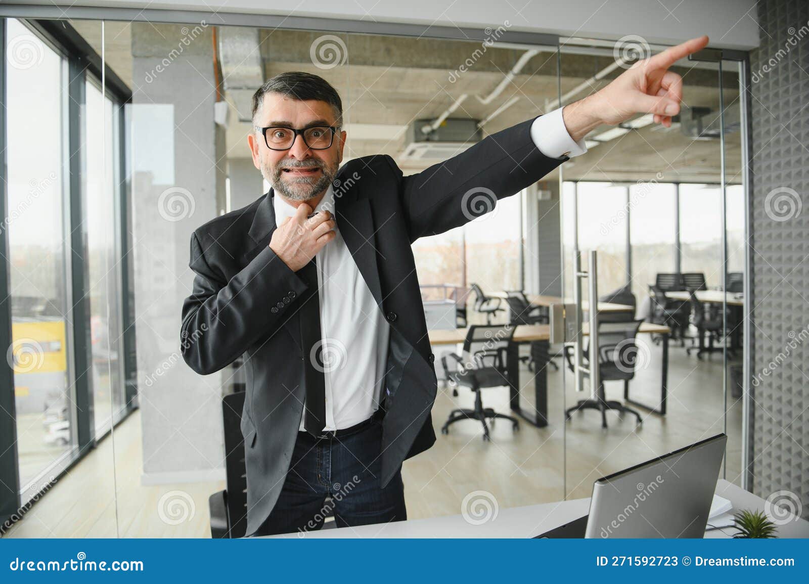 Angry Boss Behind of Office Table Stock Image - Image of manager ...