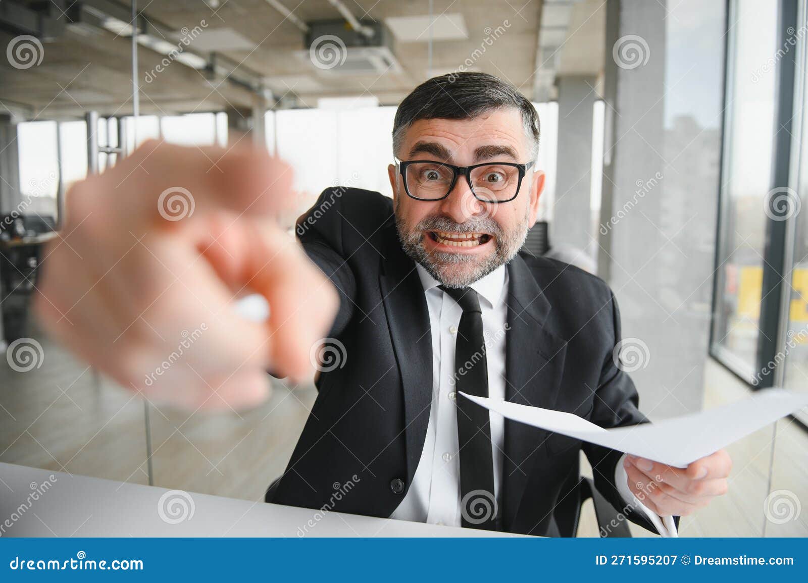 Angry Boss Behind of Office Table Stock Image - Image of worker, person ...