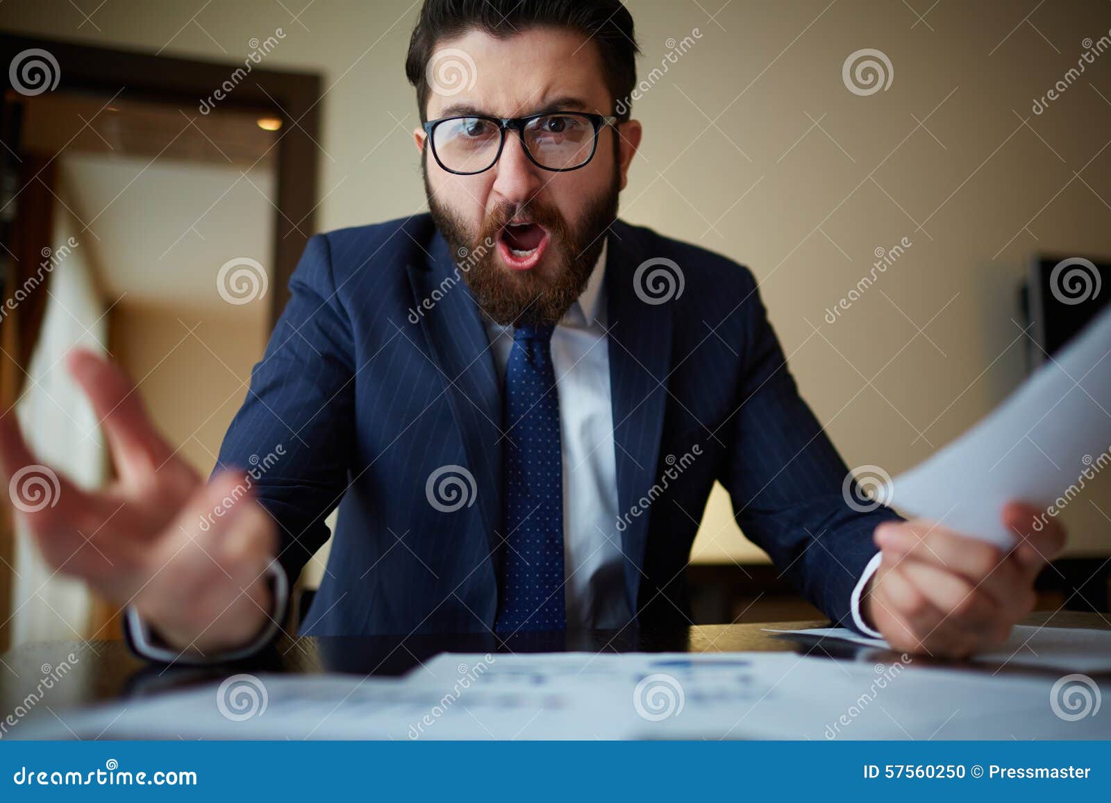 Angry boss stock photo. Image of caucasian, bearded, businessman - 57560250