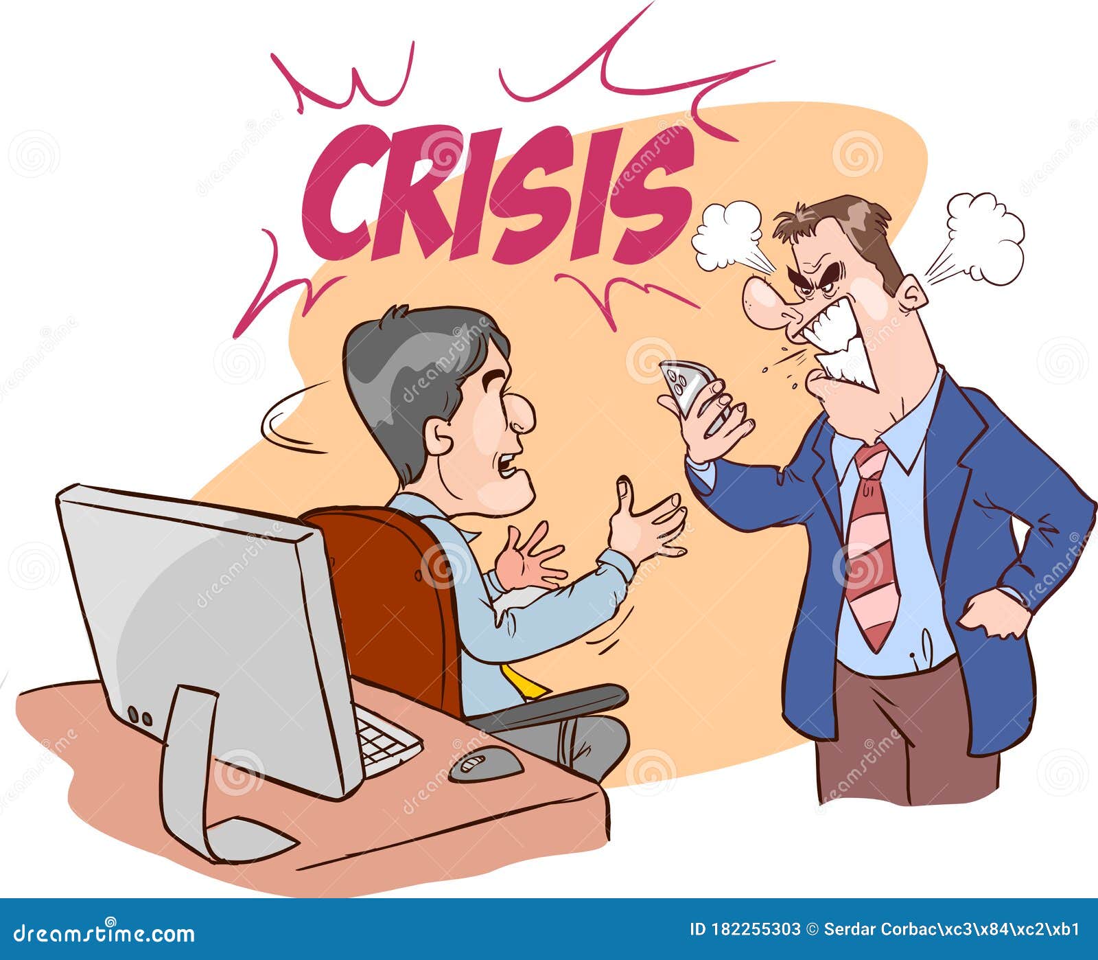Boss Man Character Screams On Worker. Vector Flat Cartoon Illustration ... Boss Man Character Screams On Worker. Vector Flat Cartoon Illustration ...