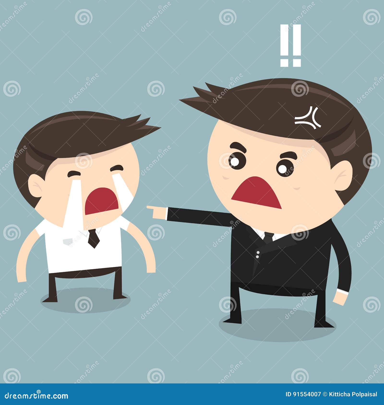 Angry Boss and Cry Employee, Flat Design Stock Vector - Illustration of ...