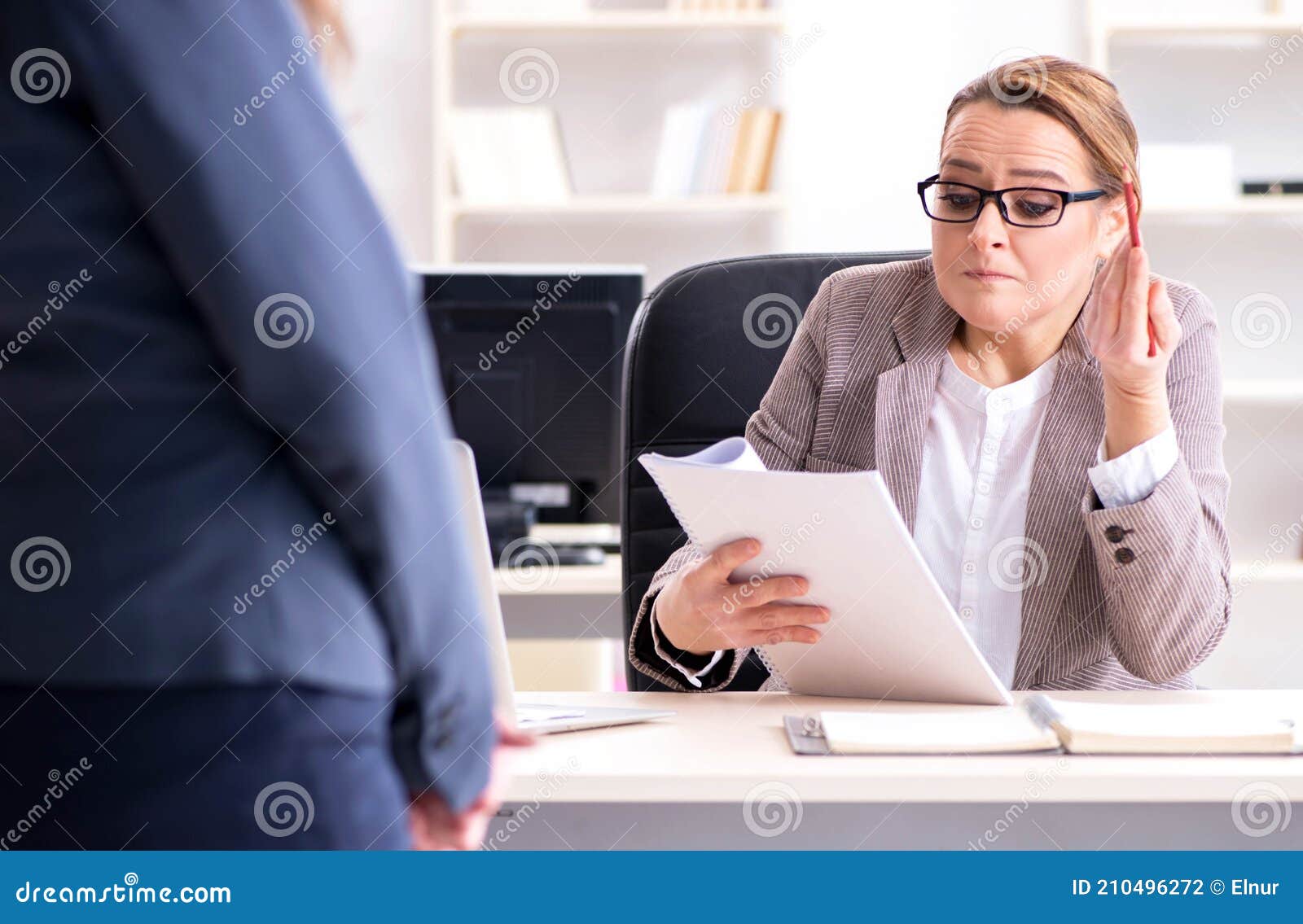 Angry Boss Dismissing Employee for Bad Underperformance Stock Photo ...