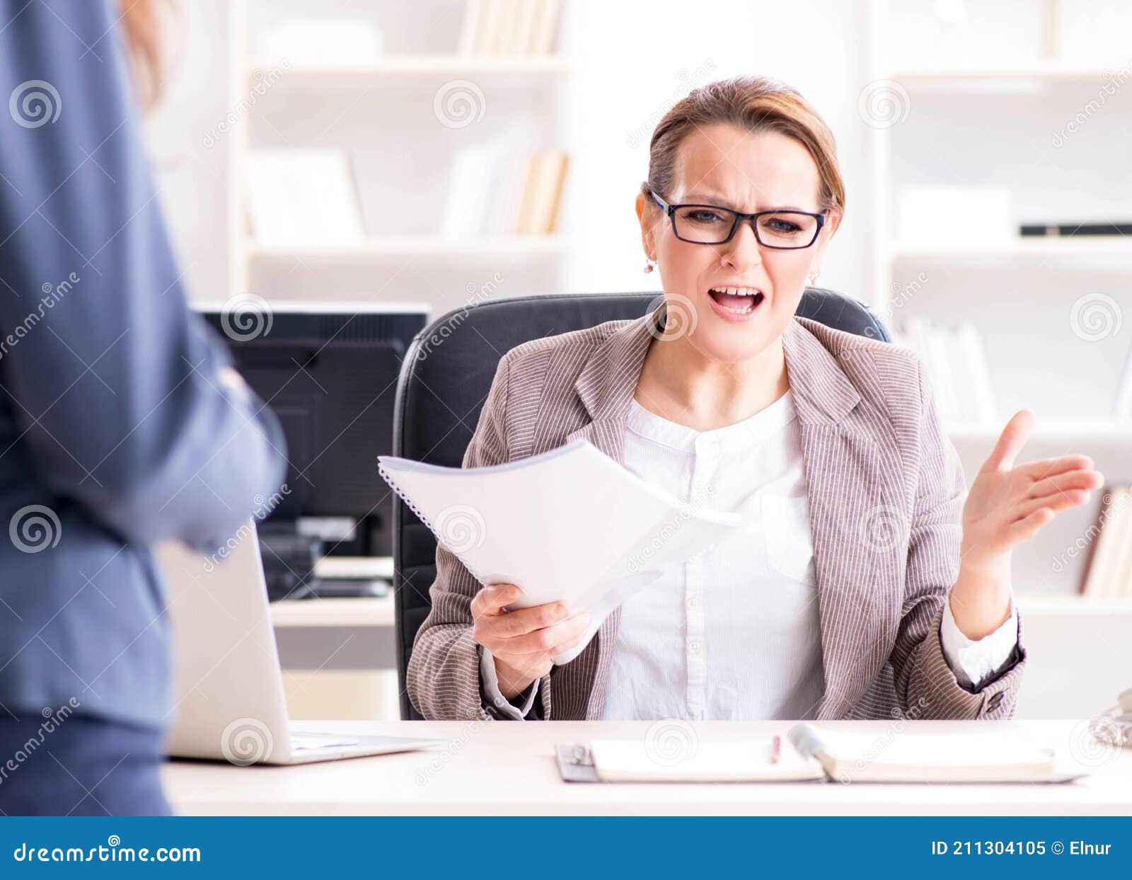 Angry Boss Dismissing Employee for Bad Underperformance Stock Image ...