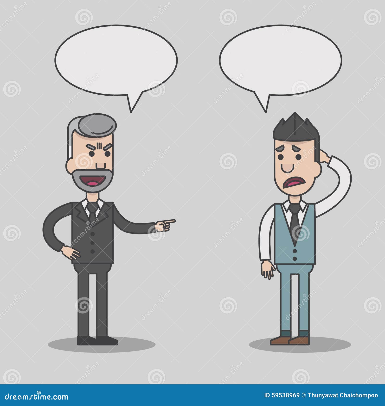 Angry Boss and Employee Cartoon with Speech Bubbles Stock Vector ... Angry Boss and Employee Cartoon with Speech Bubbles Stock Vector ...