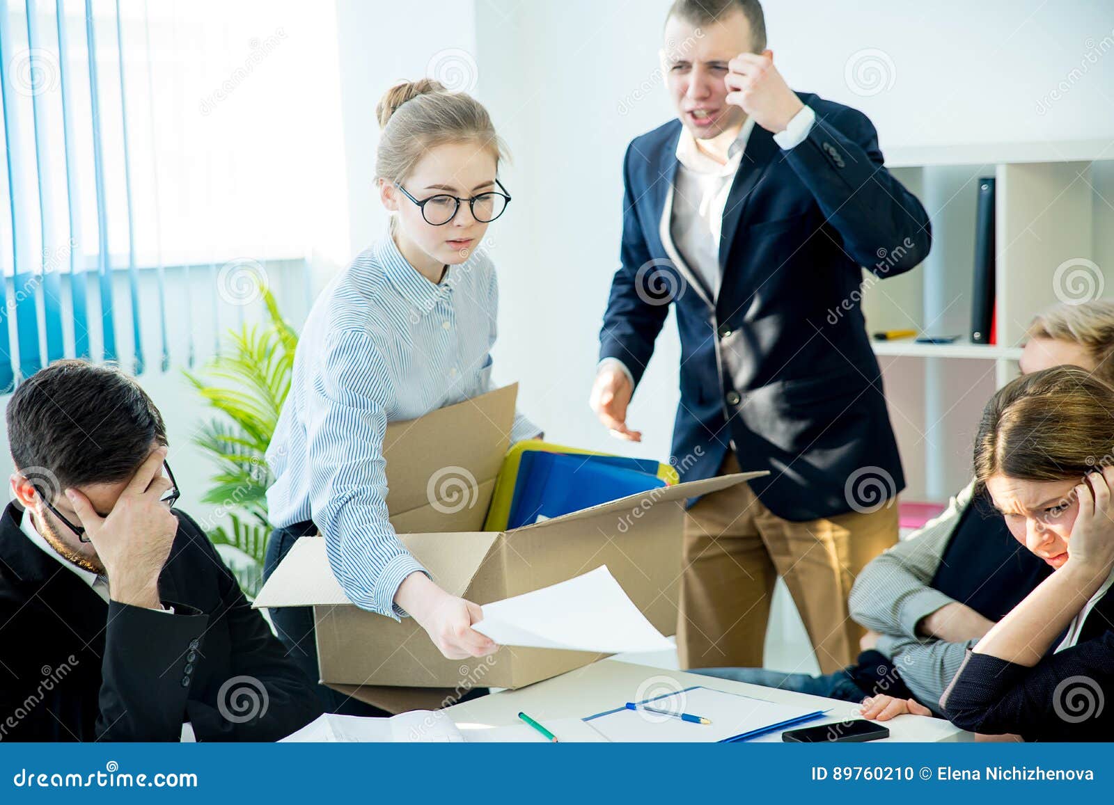 Angry boss firing stock photo. Image of businesswoman - 89760210